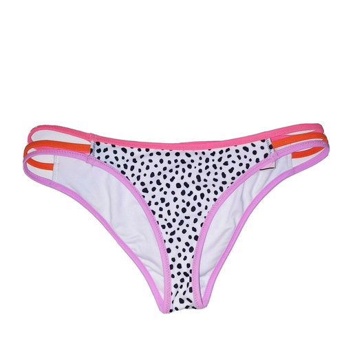 Victoria Secret Swim Bikini Bottom Small White Black Dots Strappy ...