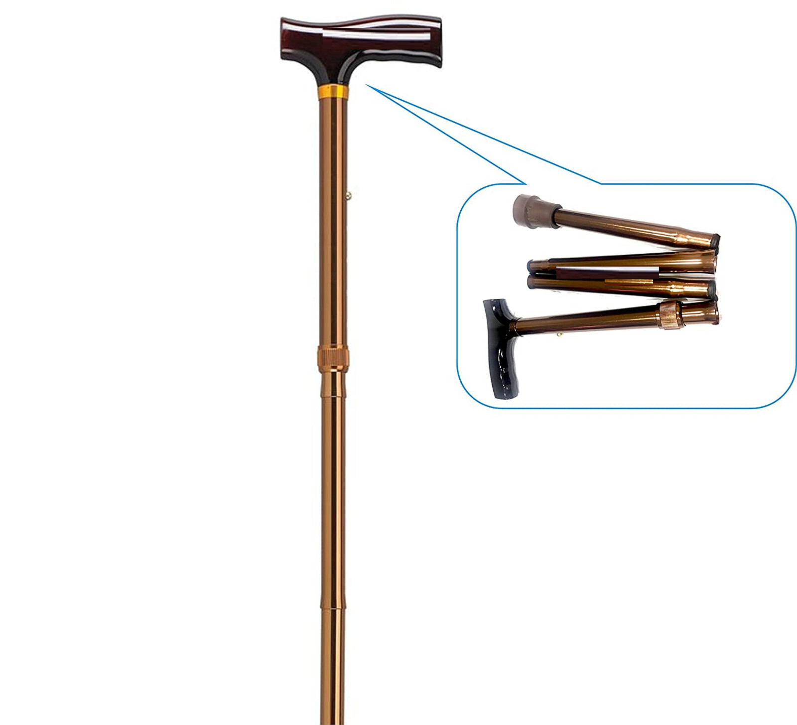 Aluminium Height Adjustable Folding Stick for Elderly… - Gem