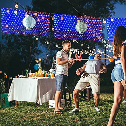 4th of July Decorations, 420 LED 24V Plug in Red White and Blue Plug in ...