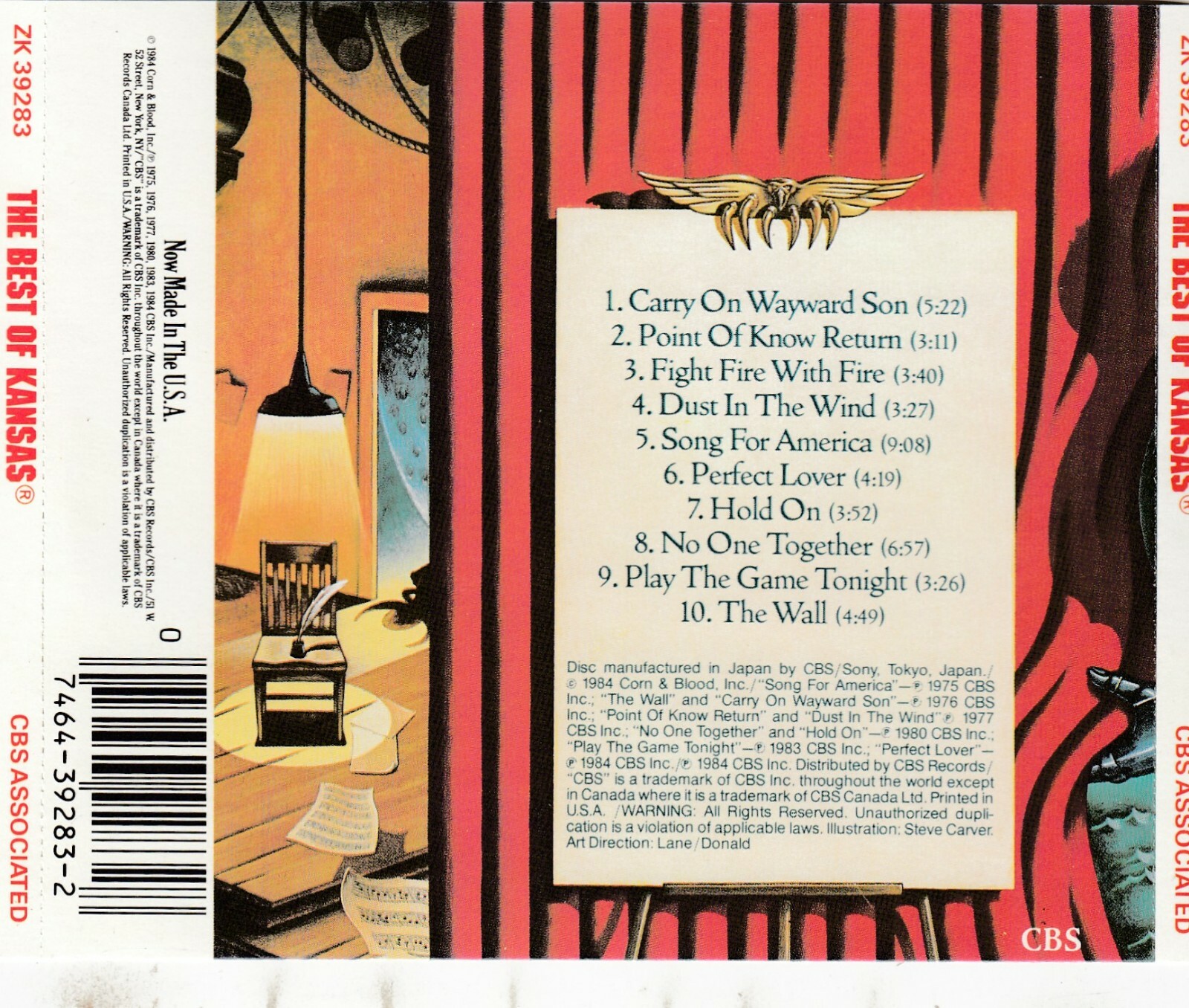 Kansas - Best Of Kansas (CD, Oct-1984, CBS) EARLY DADC PRESS ZK 39283 ...