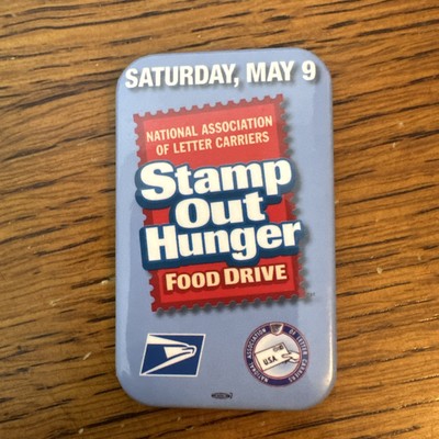 USPS Employee pin food drive 5/09/2015 Stamp out Hunger Mail Pinback ...