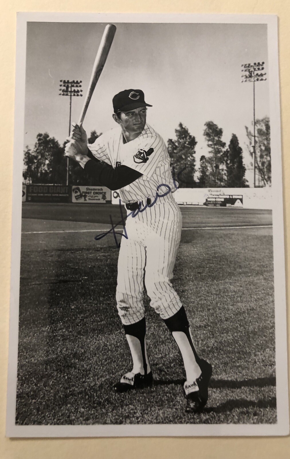 Autographed Photo Postcard of Ken (“Hawk”) Harrelson—Cleveland Indians ...