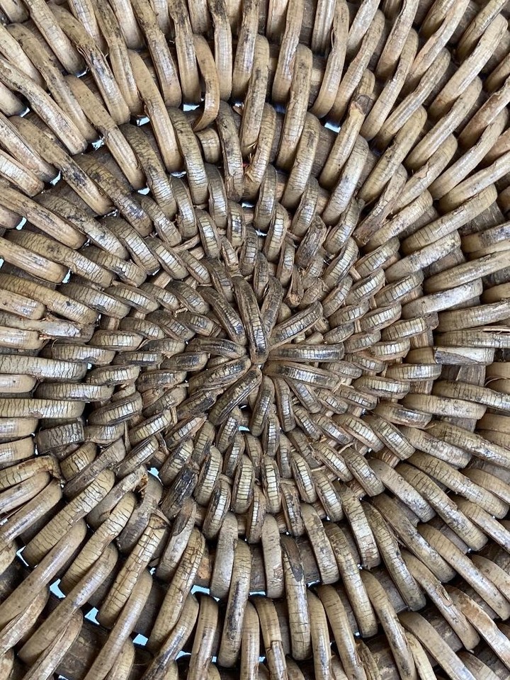 LARGE Indonesian IFUGAO Lidded Rattan RICE STORAGE BASKET with Lizards ...