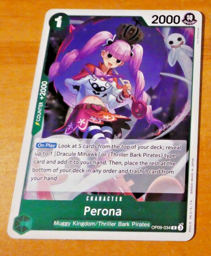 ONE PIECE ENGLISH CARD HOLO GAME CARTE PERONA OP09-034 R EN JCC MINT | eBay