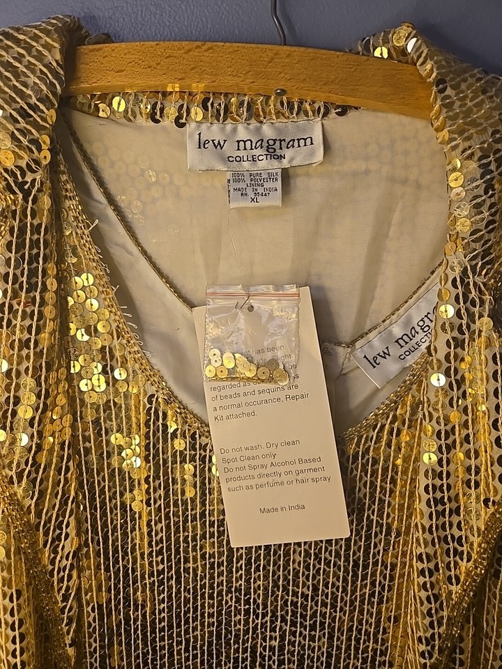 Lew Magram Gold Sequine Dress & Blazer/Jacket W/tag Pure Silk L-7816-87 ...