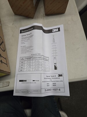 3m Quick Term II Cold Shrink Silicone Termination Kit (Skirted) With ...