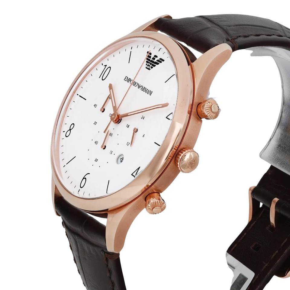 Emporio Armani Chronograph Rose Gold-Tone Stainless Steel Mens Watch ...