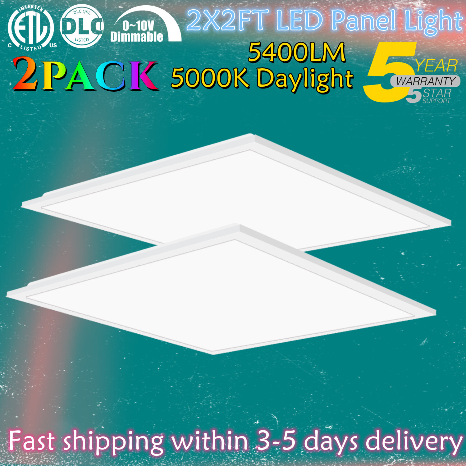 2X2 ft LED Flat Panel Light, 45W with 5400LM, Drop Ceiling Flat LED ...