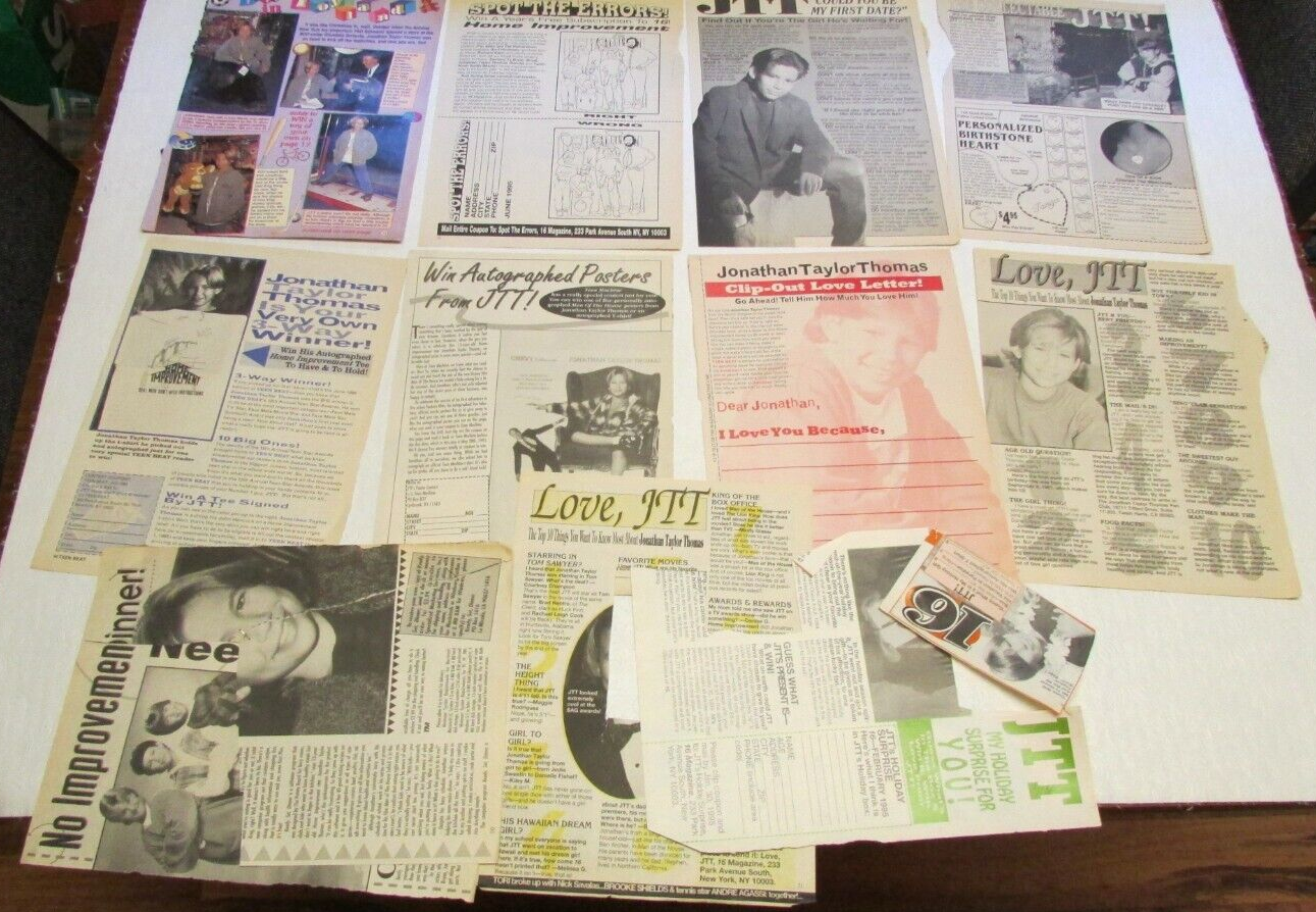 LOT OF teen Idol Stars 1990's Magazines Story Articles on JTT JONATHAN ...