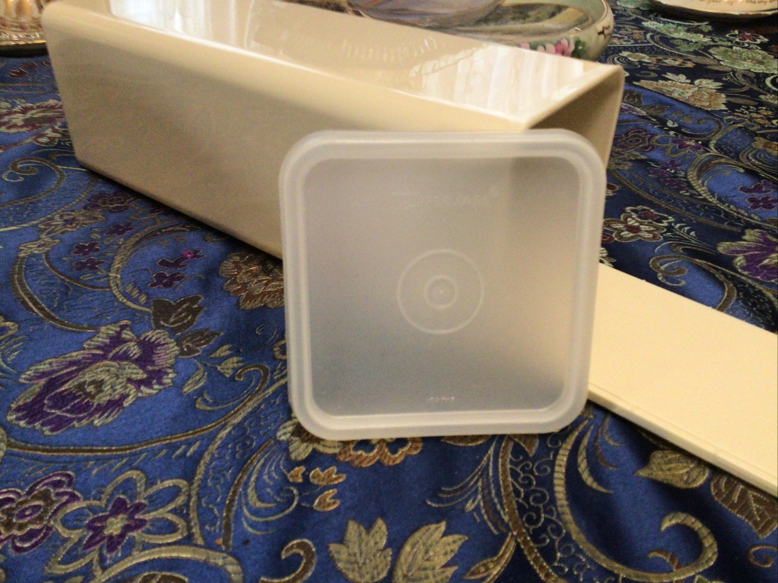 Vtg Tupperware Cheese Keeper 1696-2 W/Lid 1697-4 & Tray 1698-12 Almond ...