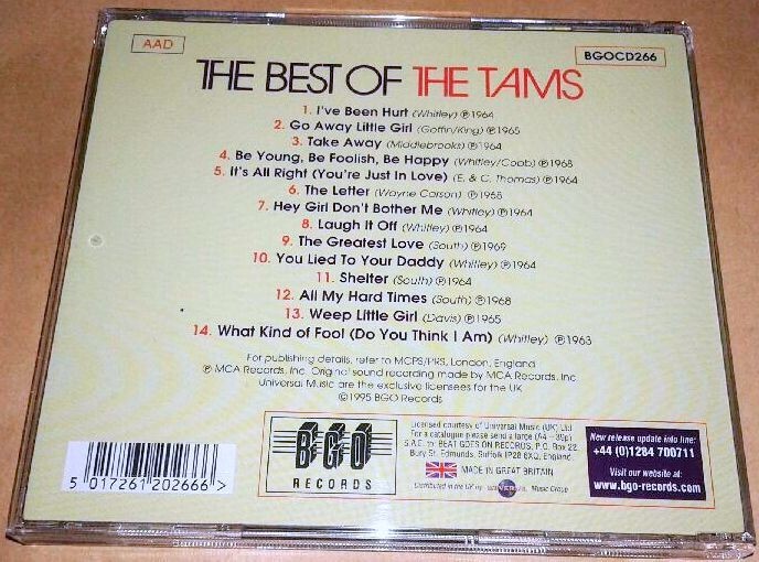 The Best of the Tams by The Tams (CD, Feb-1995, Beat Goes On) for sale ...