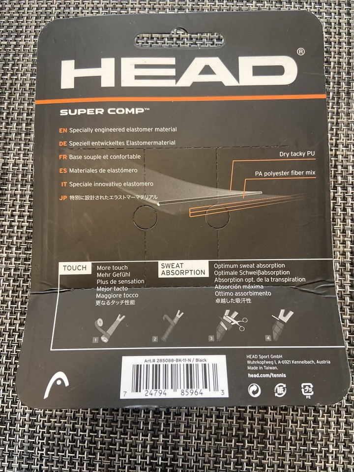 HEAD Super Comp Black Racquet Overgrip - 3 Pack Tennis Racket Grip Tape ...