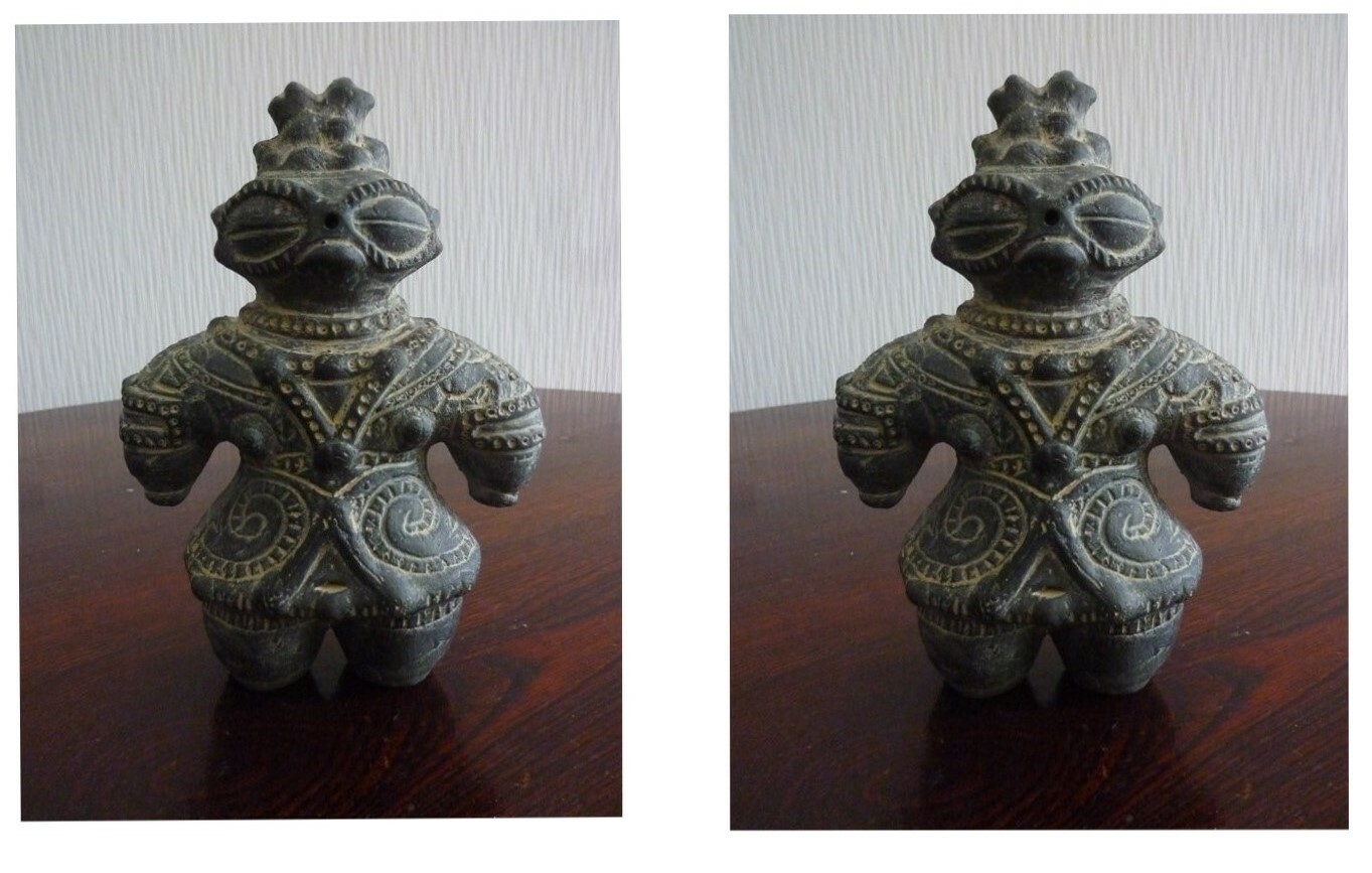 Replica Dogu Jomon Light shield earthen Haniwa Clay Statue 2 set Figure ...
