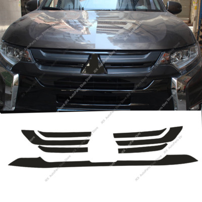 Carbon Fiber Front Grille Stickers Trim For Mitsubishi Outlander &PHEV ...