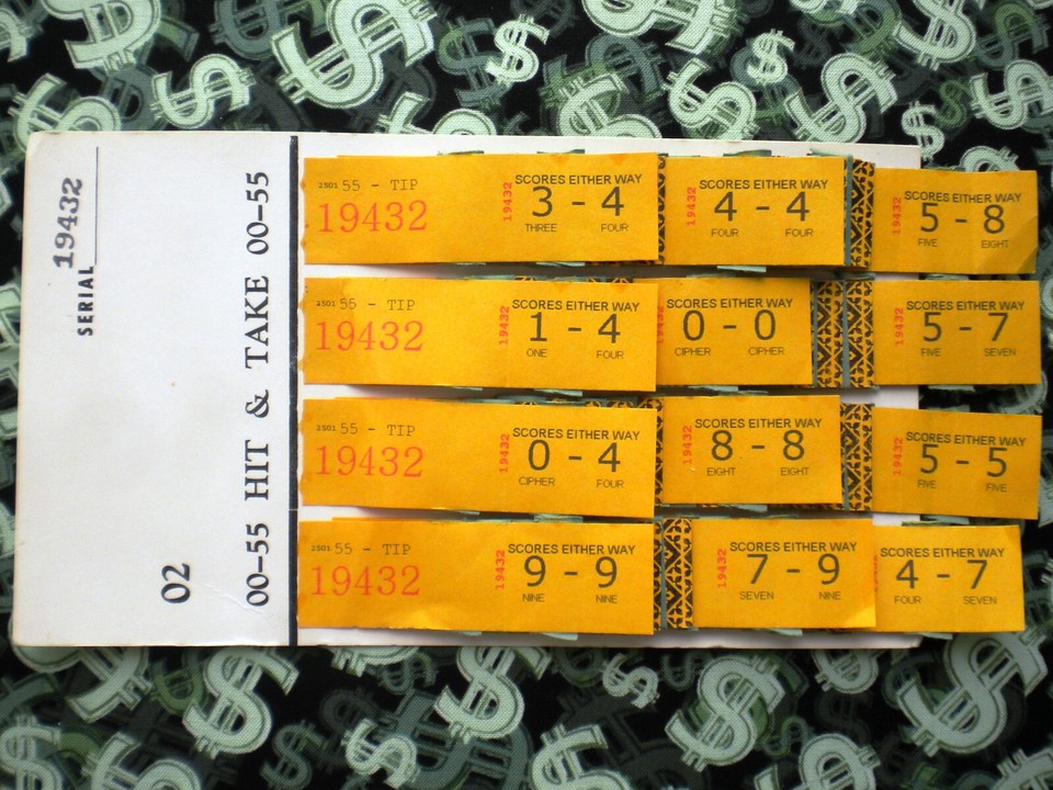 1 Dozen * 55 SURE TIP BOARDS {0-0 to 9-9} SPORT's SCORE's Pull Tabs Jar ...