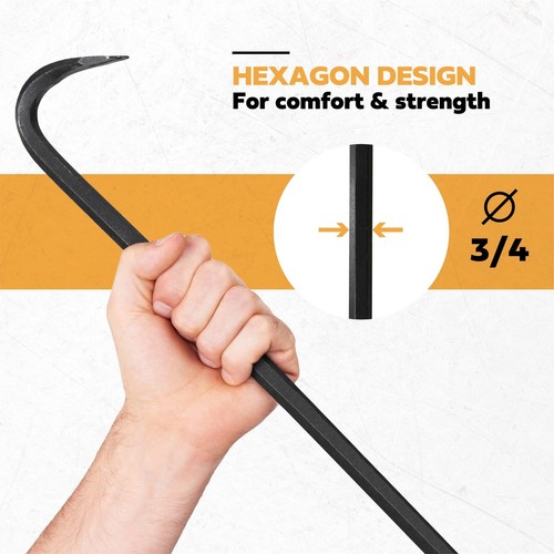 30" Wrecking Bar, Heavy Duty Pry Bar with Beveled Chisel End and Forged ...