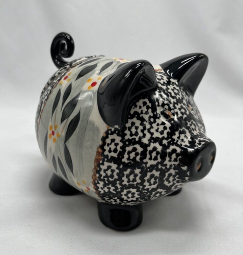 Temp-tations By Tara Old World Pig Ceramic Canister w/Lid Black Pattern ...