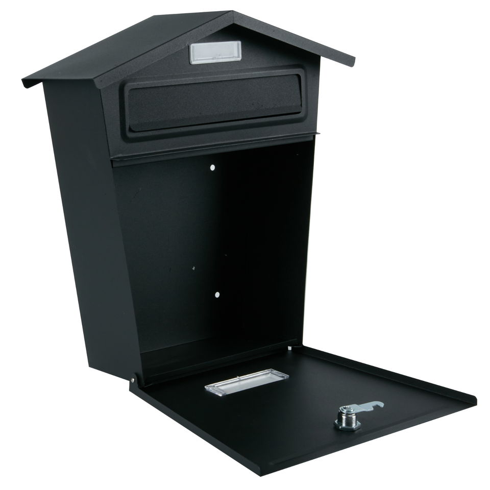 NEW LARGE OUTDOOR STEEL POST BOX POSTBOX LOCKABLE LETTER MAIL WALL ...