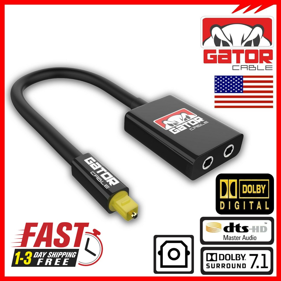 Dual Port Optical Toslink Digital Adapter Splitter Audio Cable Fiber 1 ...