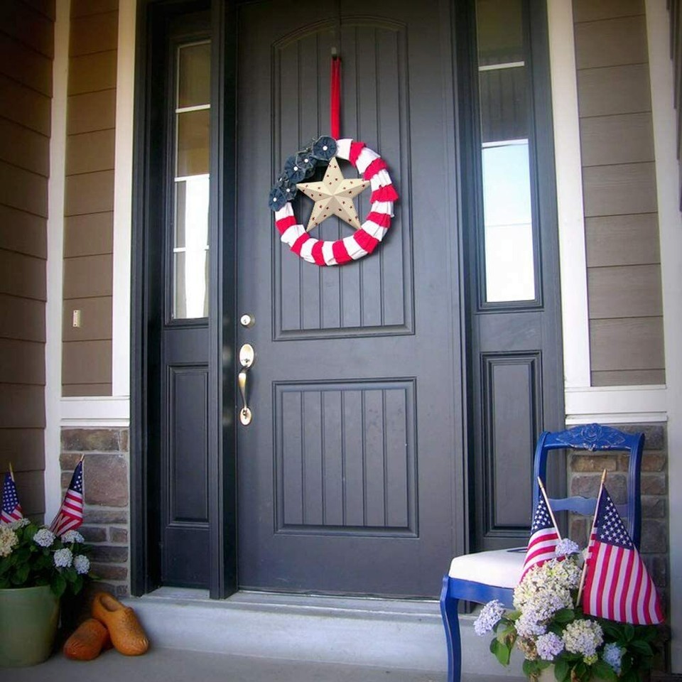 Patriotic Metal Barn Star Hanging Wall Decor Distressed Country Barn ...