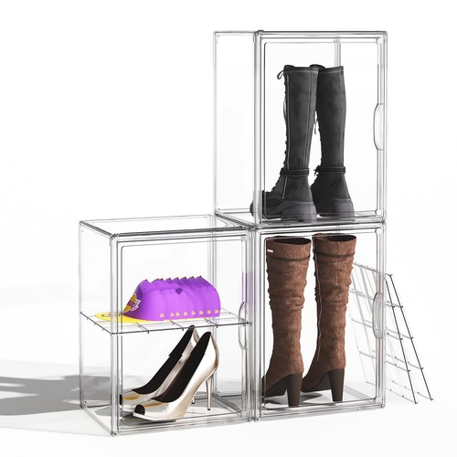 Boot Storage Organizer Tall Boots Boxes for Closet Clear Plastic ...