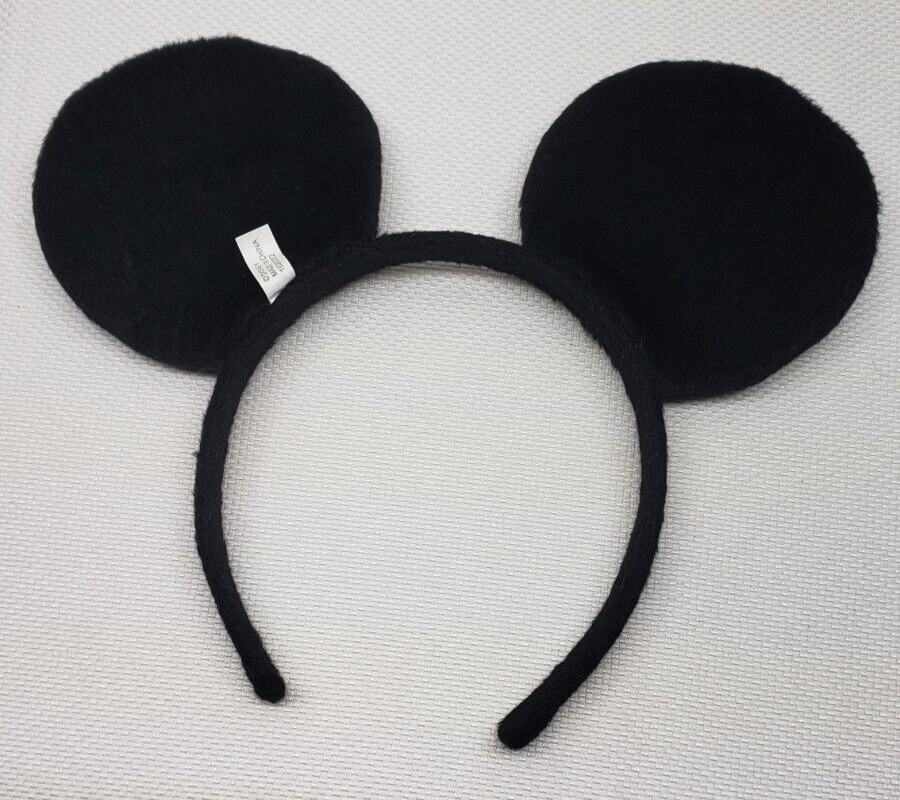 Disney Mickey Mouse Ears Headband Plain Black Plush Ears One Size Kids ...