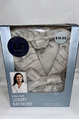 Wayland Square Ultra Soft Luxury Bathrobe Grey One Size 44" Long | eBay