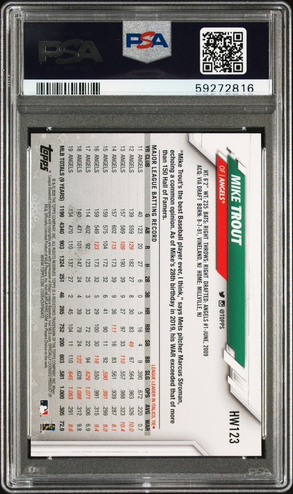 2020 TOPPS HOLIDAY #HW123 MIKE TROUT PSA 10 | eBay