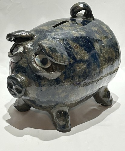Grace Nell Hewell Signed Little Porkie Piggy Bank Folk Art pottery 1997 ...