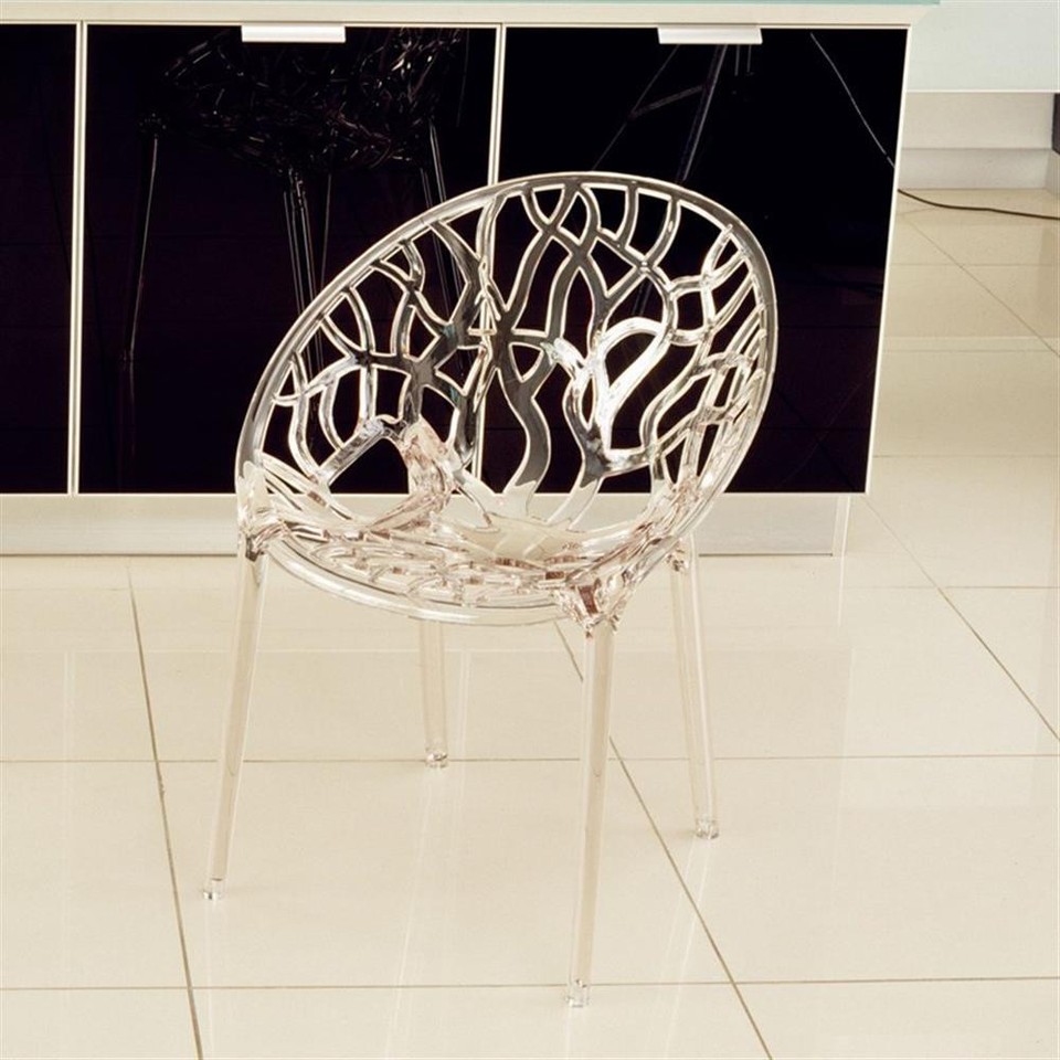 Compamia Crystal Polycarbonate Patio Dining Chair in Transparent (Set ...