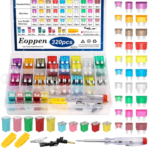 320Pcs Car Fuse Assortment Kit with Fuse Puller and Tester, Standard ...