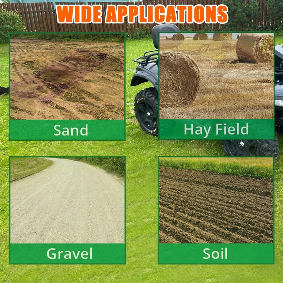 4 / 6 / 8 FT Drag Harrow Driveway Grader Rake Lawn Leveling Tool Tow ...