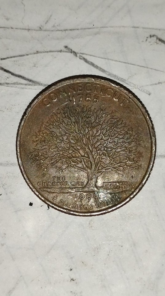 1999 Connecticut quarter Missing Clad Layer Mint Error –Rare State ...