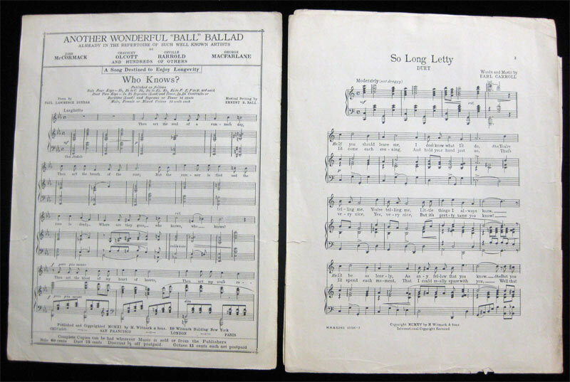 So Long Letty Sheet Music 1911 Earl Carroll Book by Oliver Morosco ...