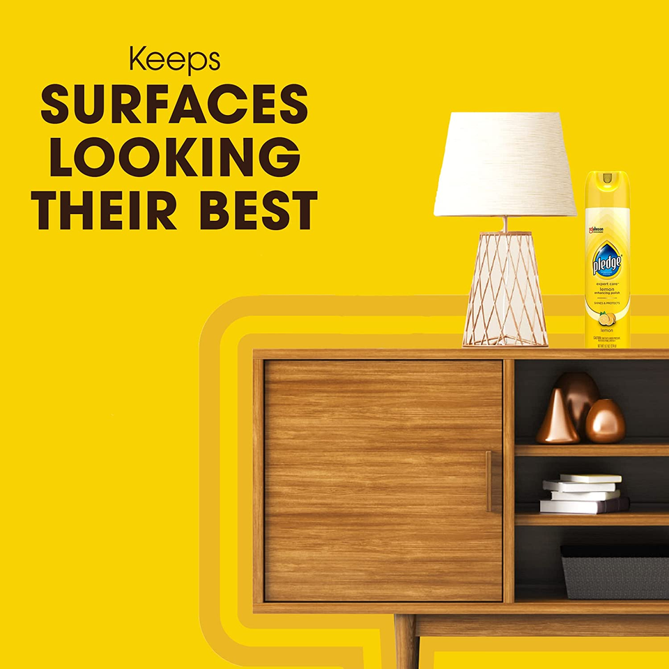 Pledge Furniture Polish Lemon Enhancing Aerozol Wood Spray Lemon Scent ...