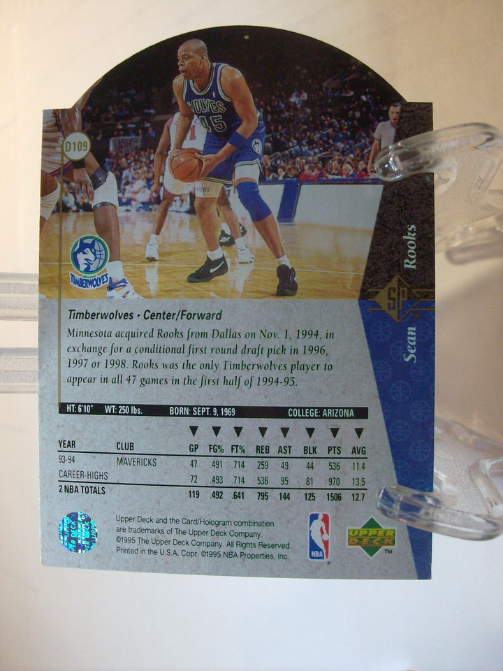 1994-95 Upper Deck SP Die Cut #D109 - Sean Rooks - Minnesota ...