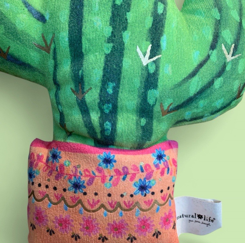 Natural Life Cactus Shaped Throw Pillow in a Floral Pot With Pink ...