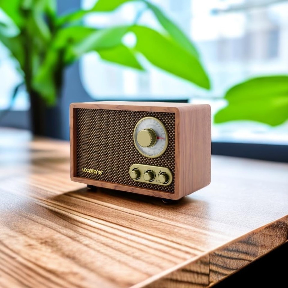AM FM Classic Retro Radio with Bluetooth Speaker,Vintage Wood Table ...