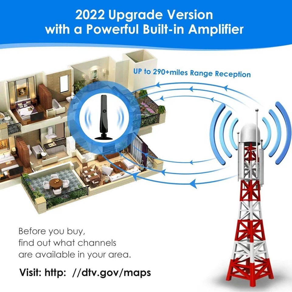 4K Rewave Antena, TV Antenna, Suction Cup TV Antenna Plug Play 3m Cable ...