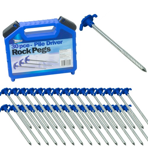 30 x Pile Driver Hard Ground Rock Pegs Caravan Tent Awning Steel by ...