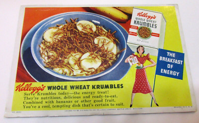 Antique 1930's Kellogg's Krumbles Cereal Advertising Unused Original ...