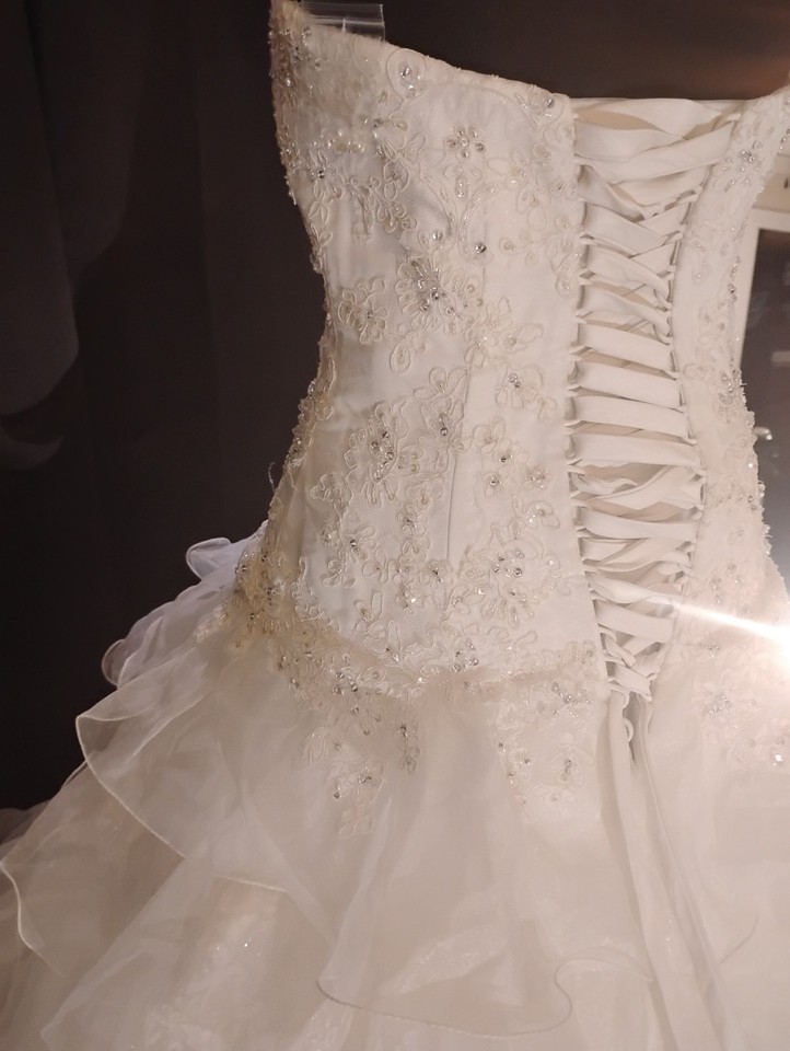 Wedding Dress White Train Lace Karelina Sposa Sz 8 Lace White | eBay