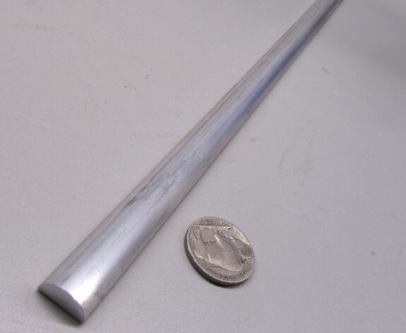 Aluminum Half Round Rod (.500") 1/2" Dia, x 6 Foot Length | eBay