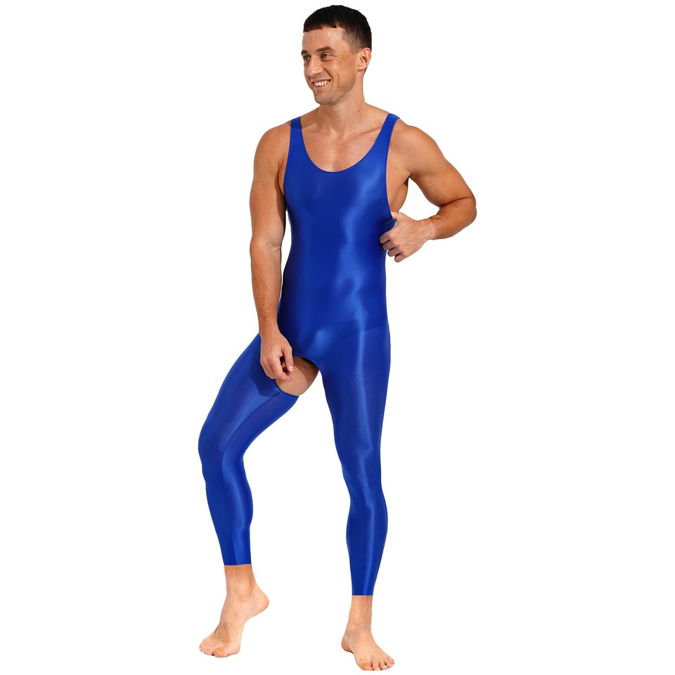 Men's Bodysuit Bodystocking Silky Crotchless Jumpsuits High Elastic ...