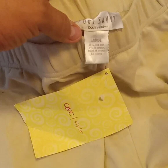 QVC Sport Savvy Stretch Cotton Knit Pull On Pants tan Size Large | eBay