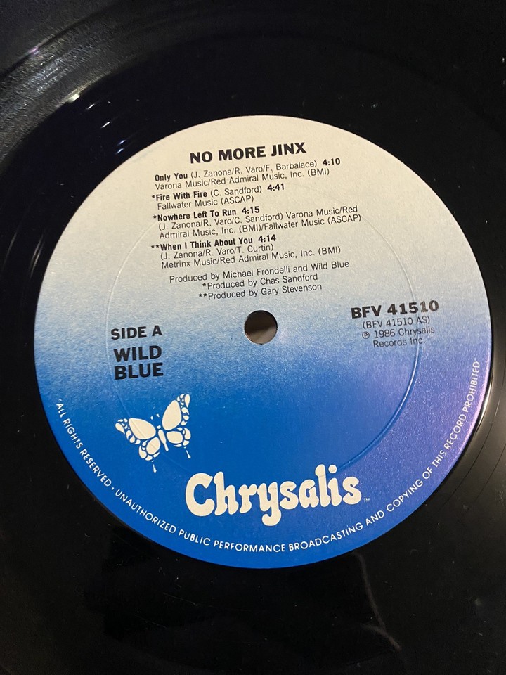 Wild Blue - No More Jinx - 1986 Chrysalis BFV-41510 LP Vinyl Record ...