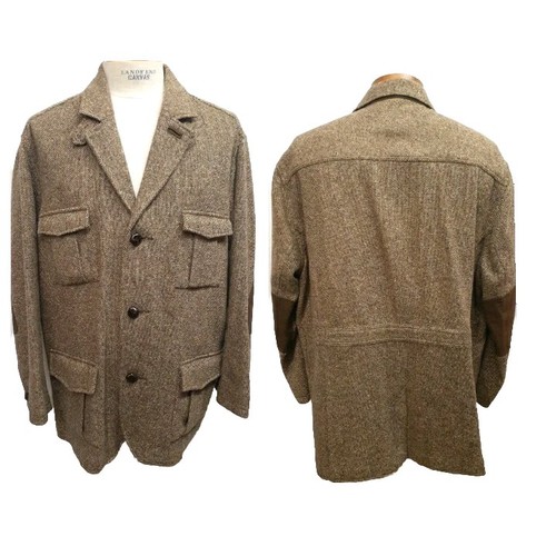 Orvis XXL Norfolk Rear Half Belted Jacket Coat Tweed Leather Elbow ...