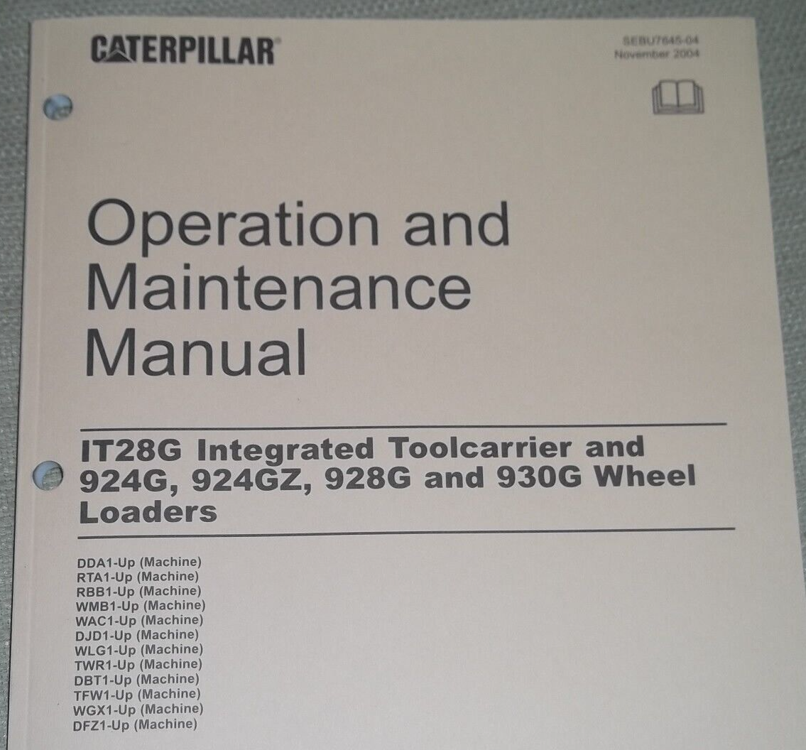 CAT CATERPILLAR IT28G 924G 924Gz 928G 930G LOADER OPERATION ...