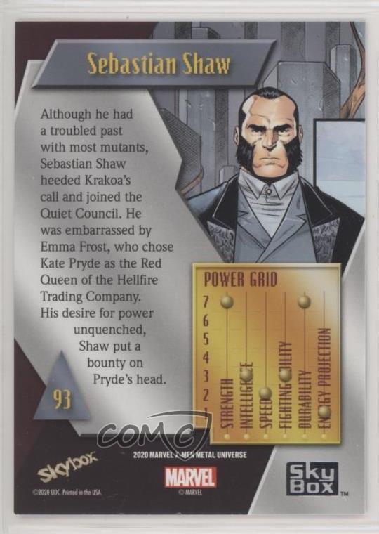 2020 Upper Deck Marvel X-Men Metal Universe Gold Sebastian Shaw #93 5x5 ...