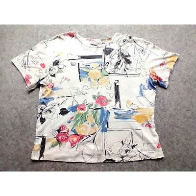 Sharon Anthony Flower Printed Tee Shirt Womens Large Made in USA 90s ...
